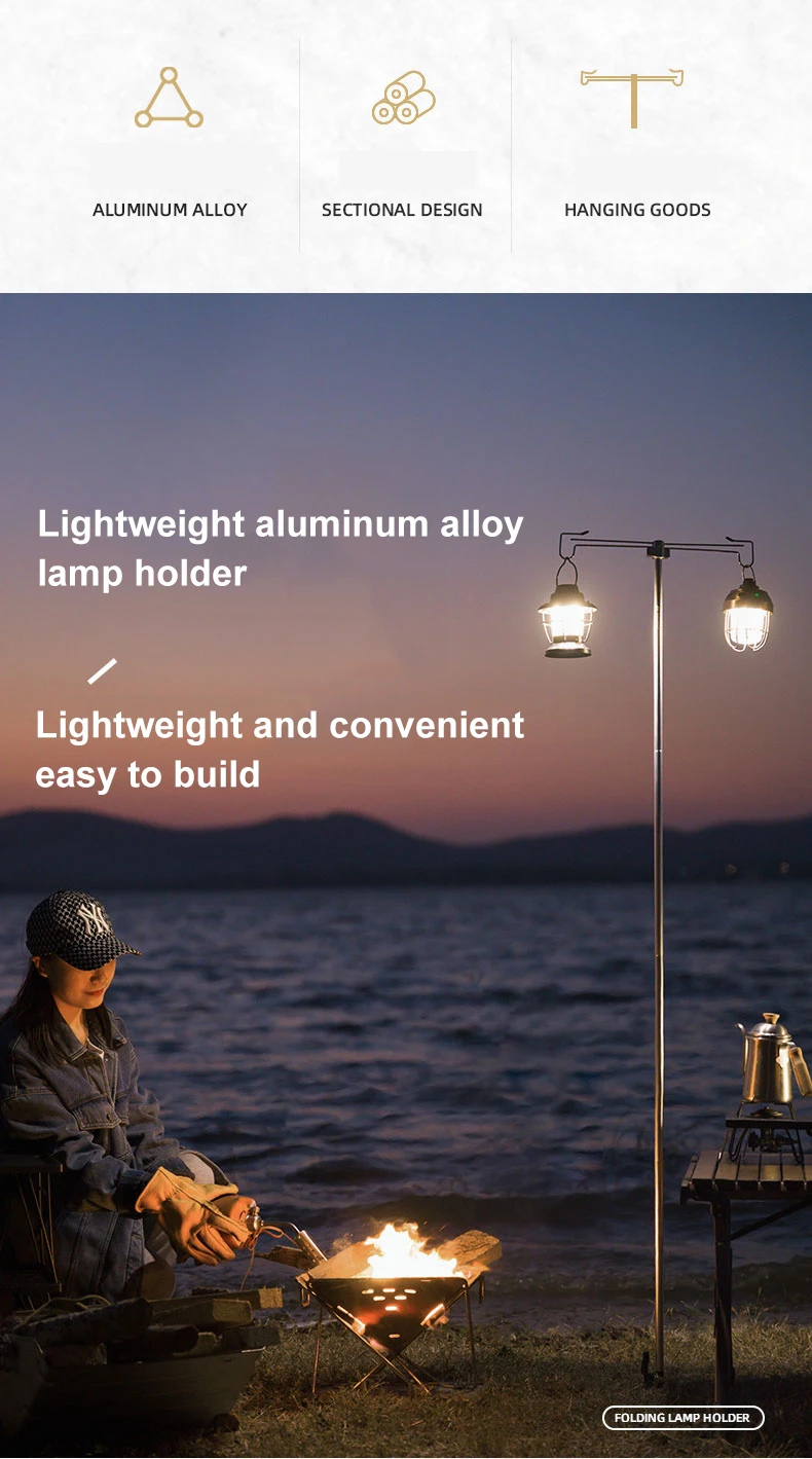 Folding Lantern Stand Pole Portable Lamp Holder Outdoor Telescopic ...
