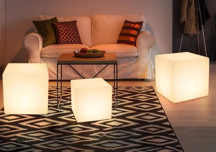 Modern Led Light-emitting Cube Outdoor Furniture Creative Remote ...