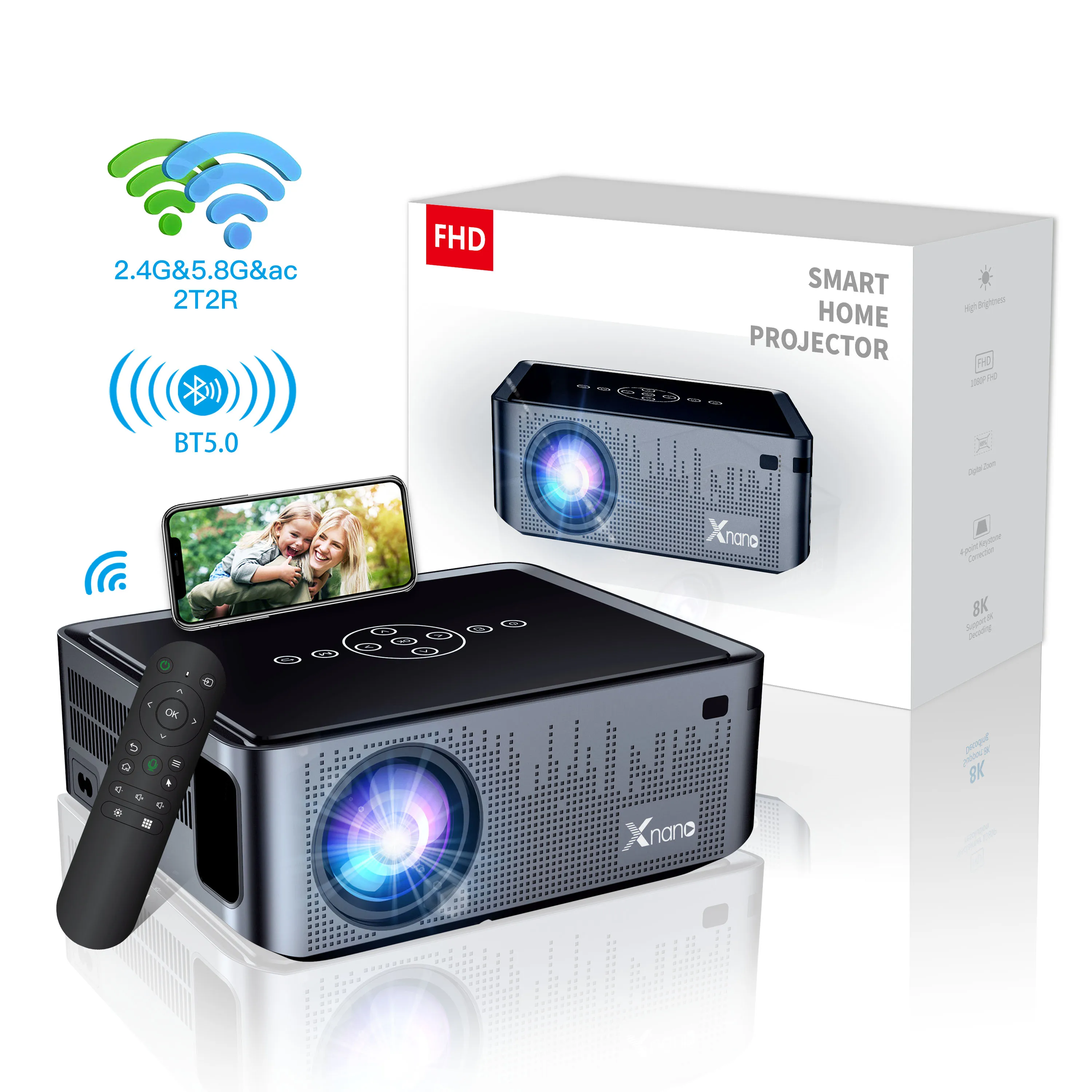 X1 PRO 4K HD Native 1080P 300 Ansi Lumen LED Smart Projector Wifi ...