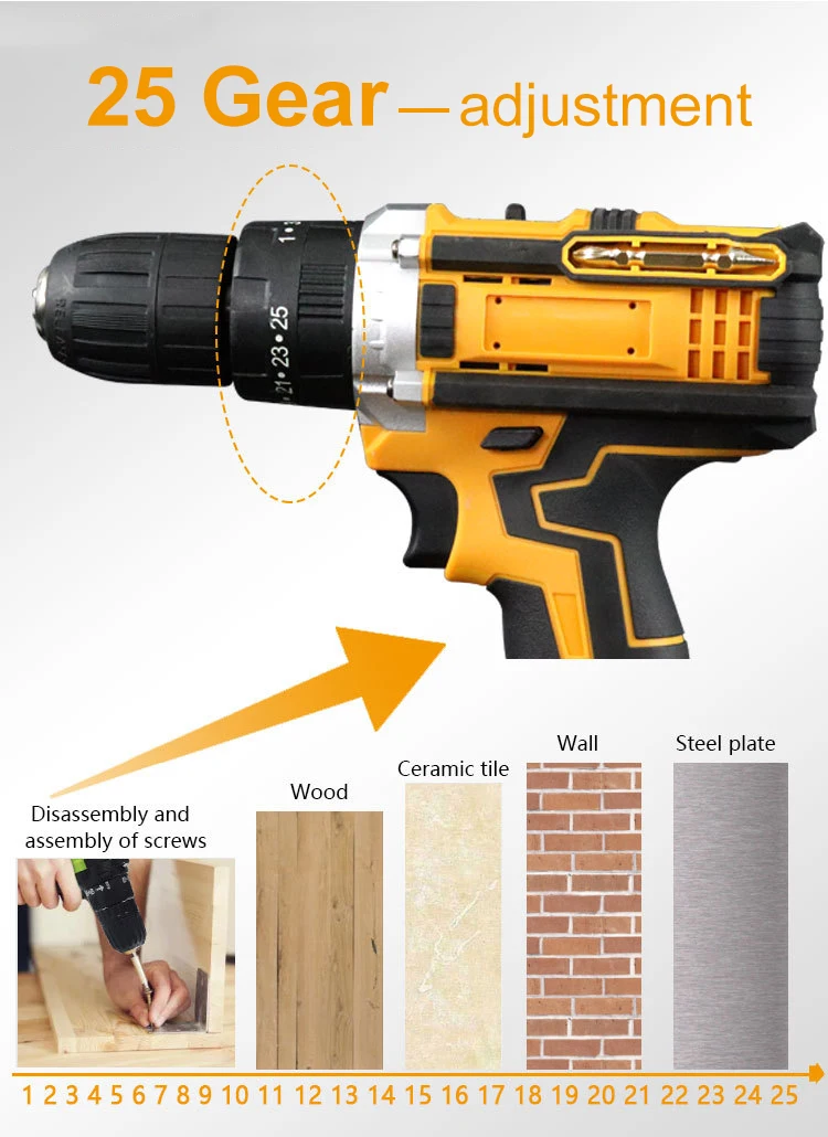 Electric 20v Combo Hand Gun Portable Wireless Wood Drilling Screw Driver