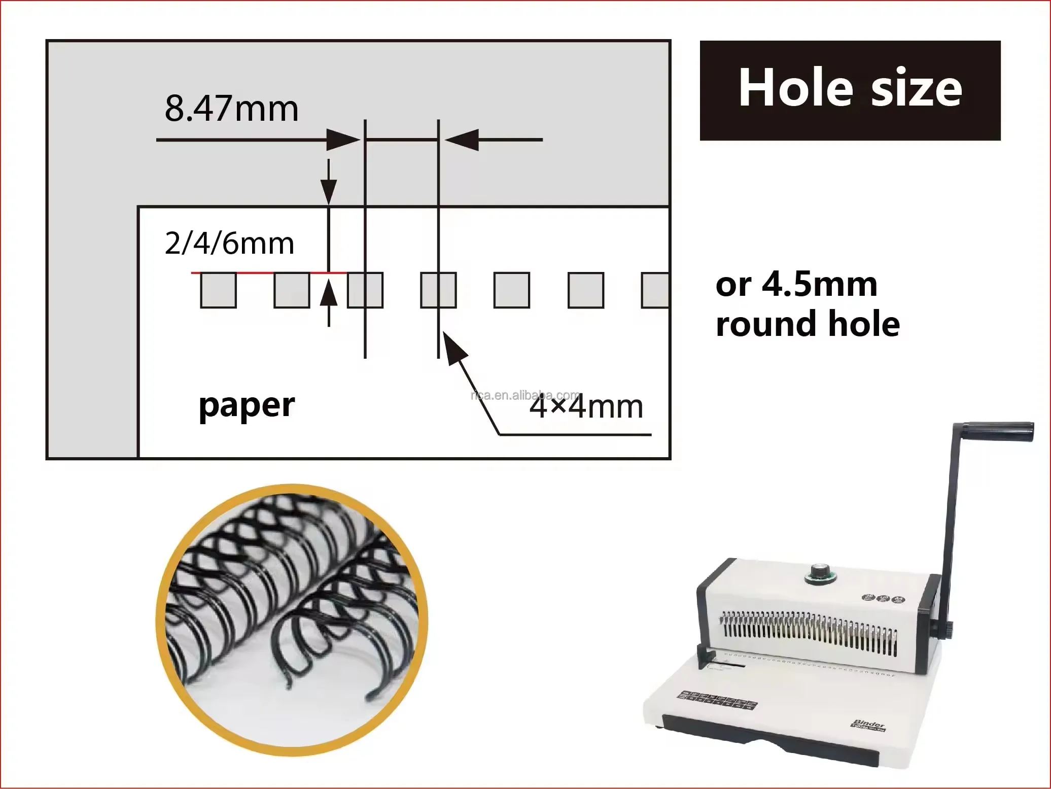 Ruicai Electron Desktop Double Wire Ring Binding Machine 120 4.8mm-14 ...