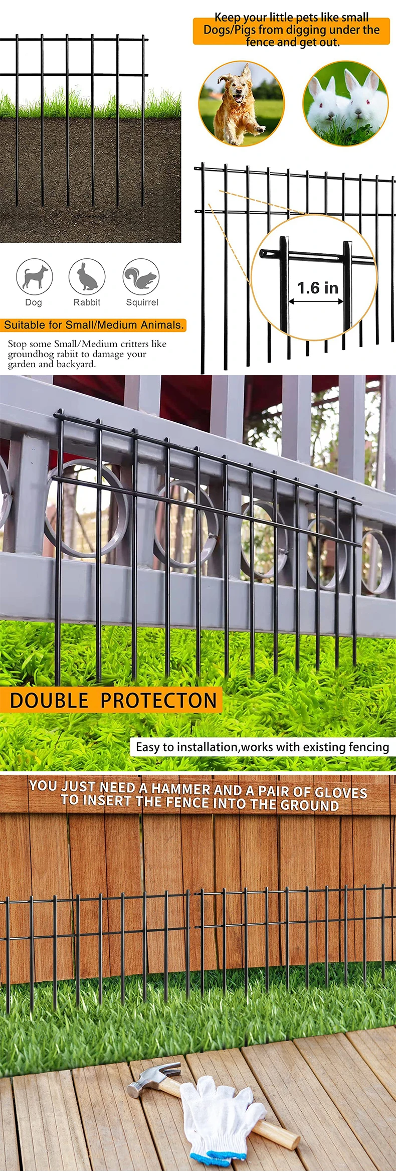 24x15-inch Underground Decorative Garden Fencing Dog Rabbits Fences ...