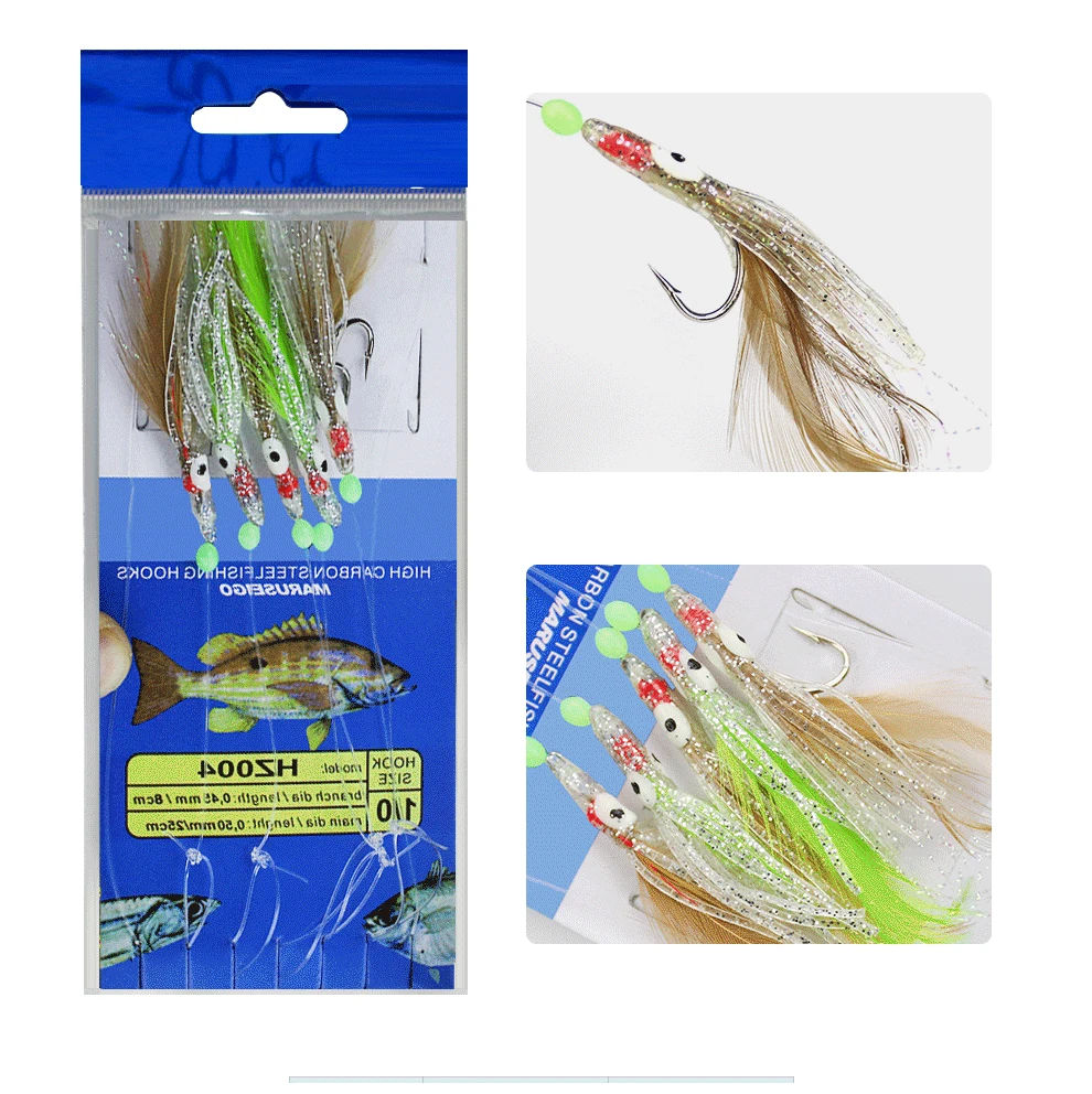 Wholesale Sabiki Rig Fishhook Fishing Lure Set Artificial Silicone Soft ...