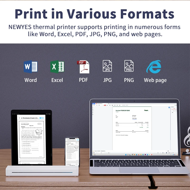 Newyes A4 Size Handy Photo Printer Portable Phone Wireless Document ...