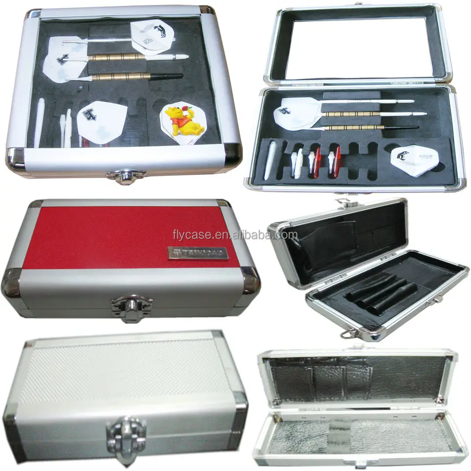 Aluminum Darts Box and Case Inside With Leather Dart Bags and Lock Dart ...