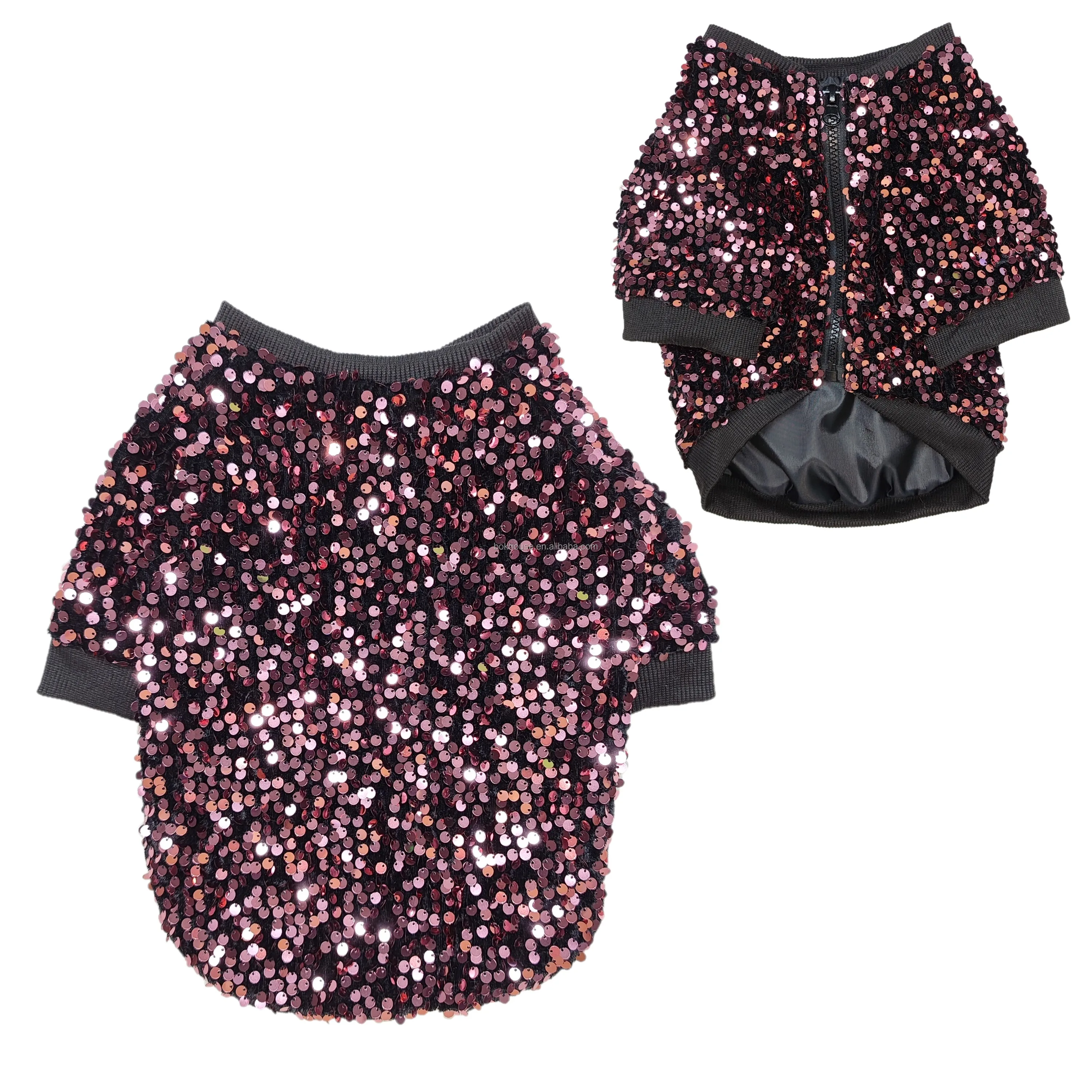 Bokhouse Personalized Shiny Sequin Light Up Pet Jacket Pug Dog Clothes ...