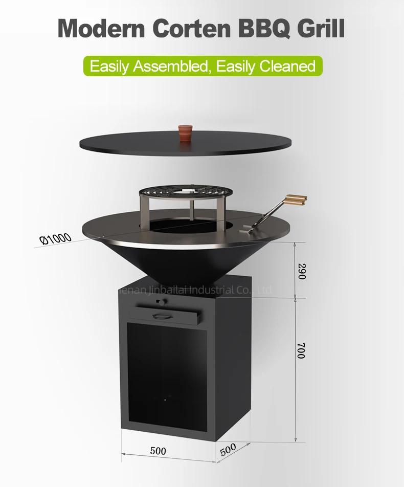 Outdoor Wood Fire Grill Corten Steel Bbq Brazier Outdoor Table Fire Pit ...