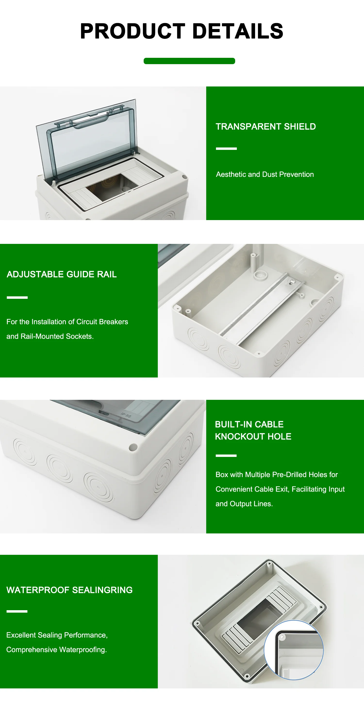 HT-12 ABS Plastic Surface-Mounted IP65 Distribution Board Electrical ...