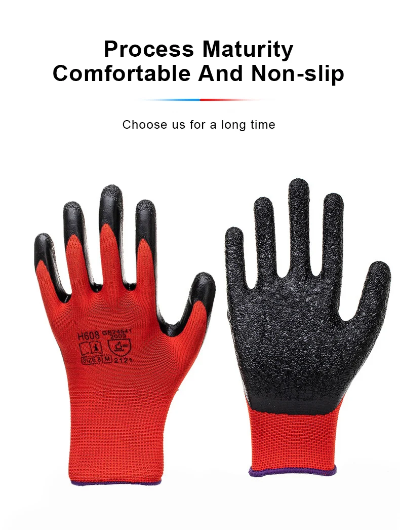 GLBZ014 Industrial Heavy Duty Safety Hand Latex Coated Gloves