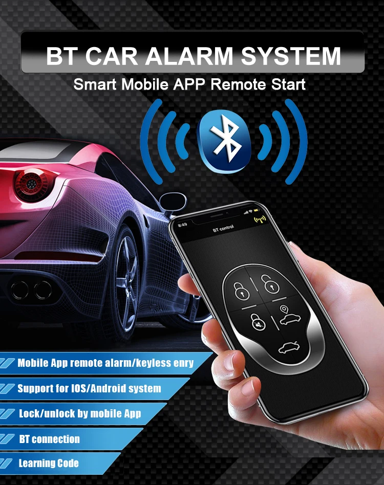 Smart Car Alarm System with BT APP Control - Security & Convenience