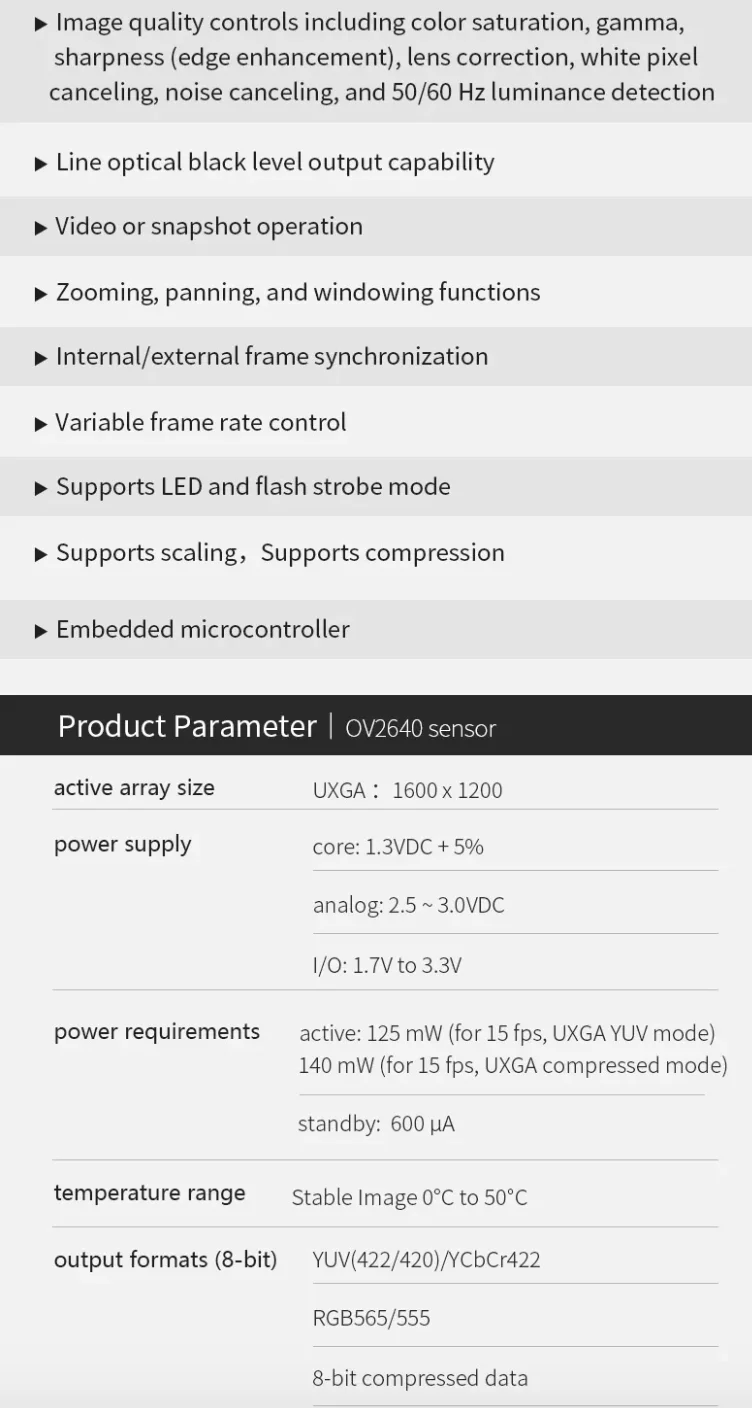 Support customization ESP32 Camera Module OV2640 68deg 10cm FPC cable ...