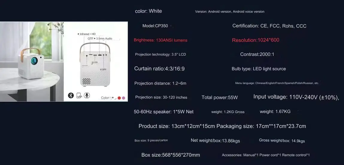 Alibaba.com: 1080p Full HD, passive 3D, mini video projector with 3D ...