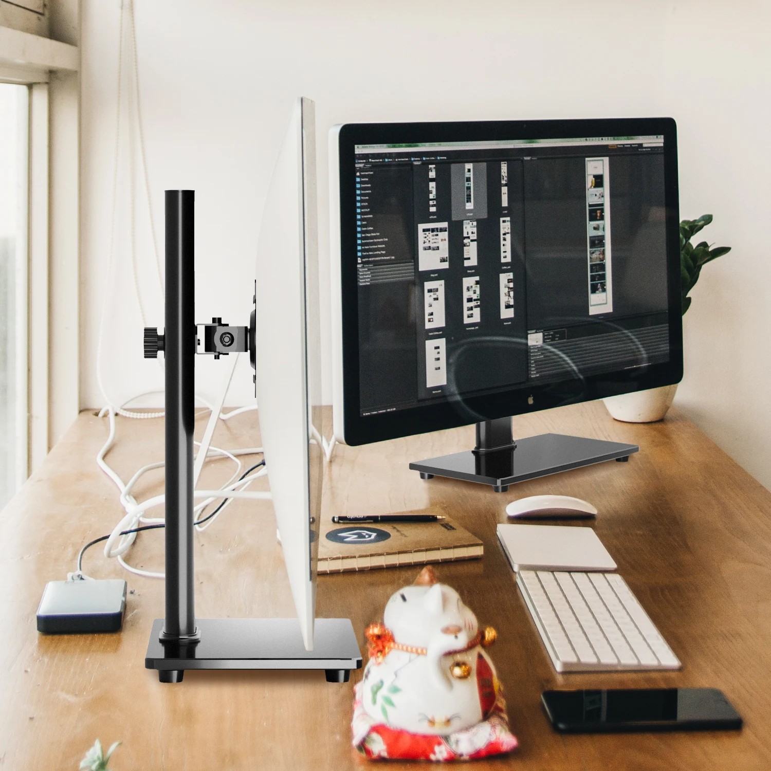 Single Computer Monitor Free-Standing Desk Mount Riser, 32 Inch TV ...