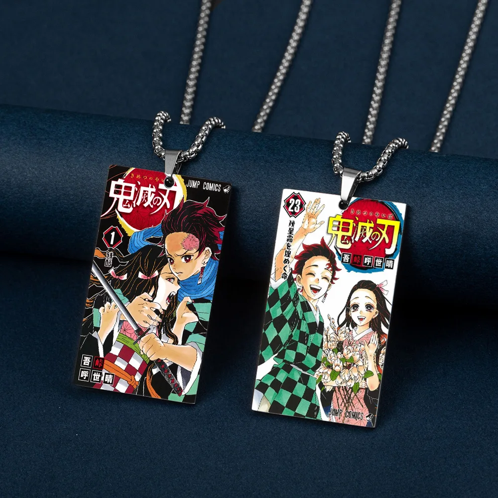28 Style Kimetsu No Yaiba Tanjiro Necklace Anime Hanafuda Dangle ...