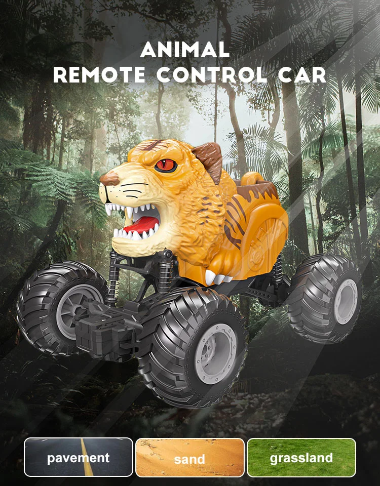 Simulation Lion Tiger Rc Stunt Truck Toys 2.4g Animal Remote Control ...