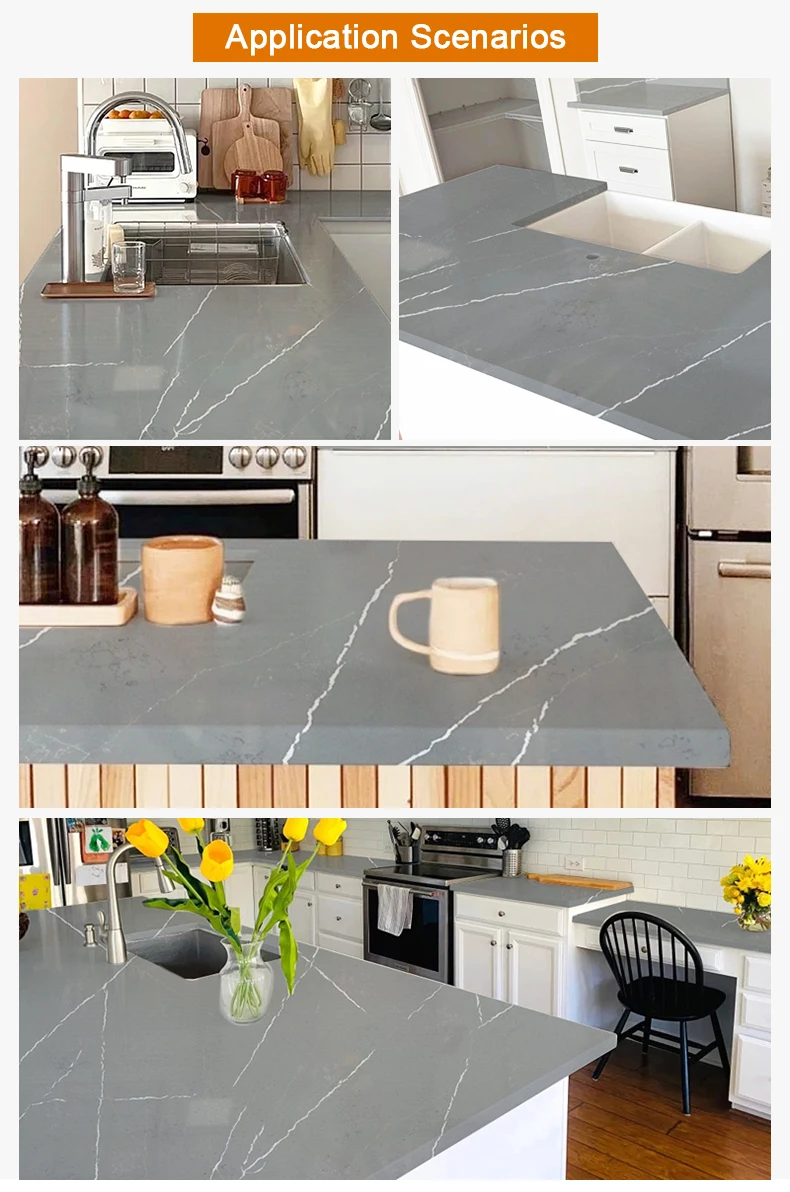 Horizon Kitchen Countertop - Durable Crystal White Quartz