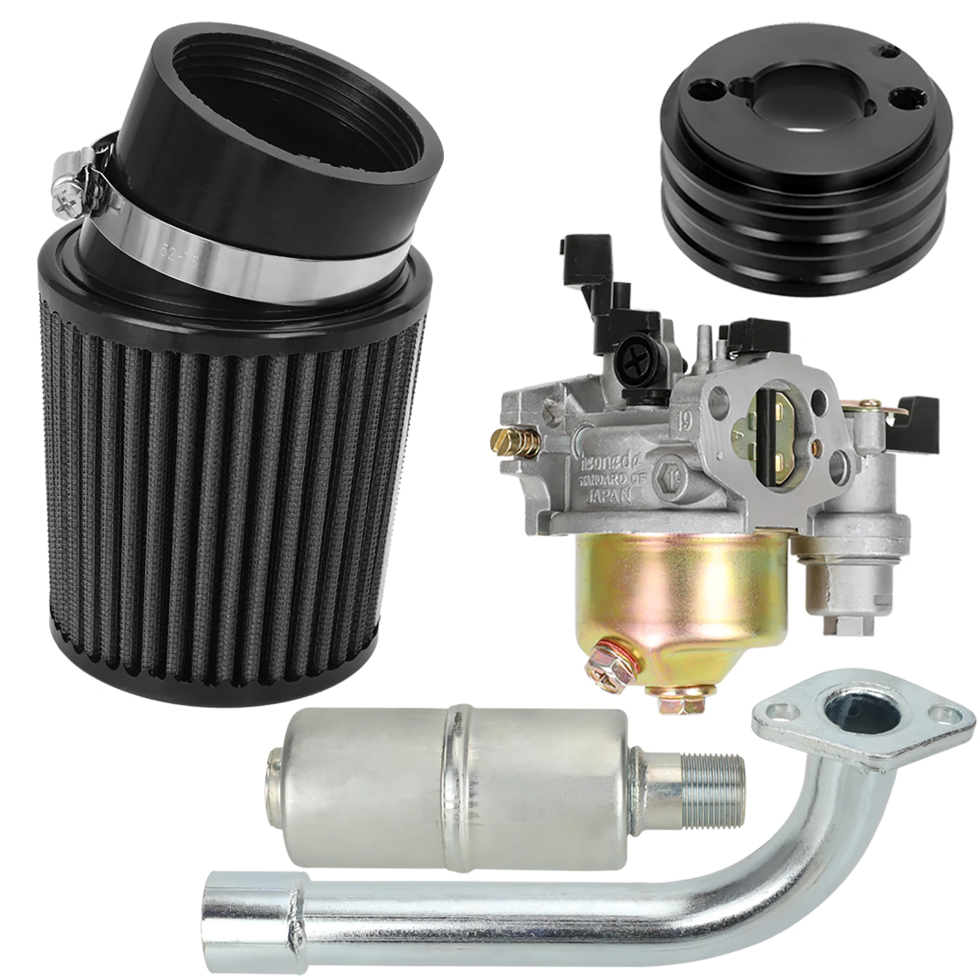 HIAORS Carburetor Air Filter Adapter Exhaust Pipe Muffler Stage 2 Kit ...