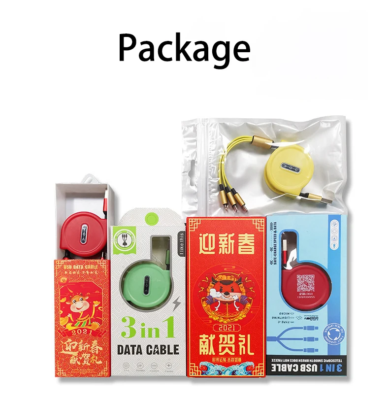 Multi Function Retractable Usb Charger Cord With Micro Usb Type C 110cm ...