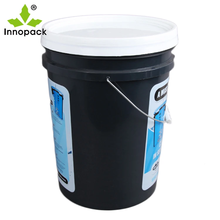 20 Liter Black Plastic Pail 20kg Paint Packaging Bucket With Lid - Buy ...