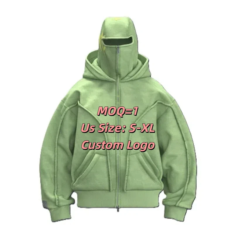 Custom Face Cover 500 Gsm Mask Oversized Applique Embroidery Zip up ...