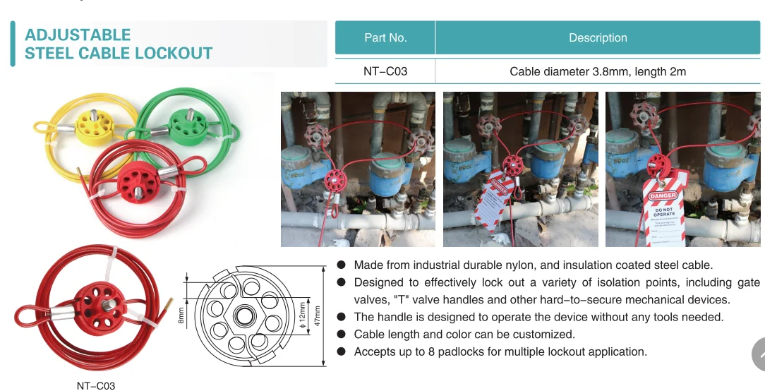 Ntc03-2 Red Green Yellow Round Multipurpose Cable Lockout 8 Holes With ...