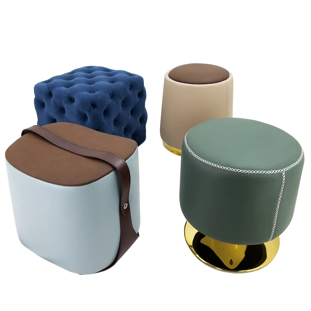 Modern Simple Bedroom Dressing Table Round Poufs Ottomans Floor ...