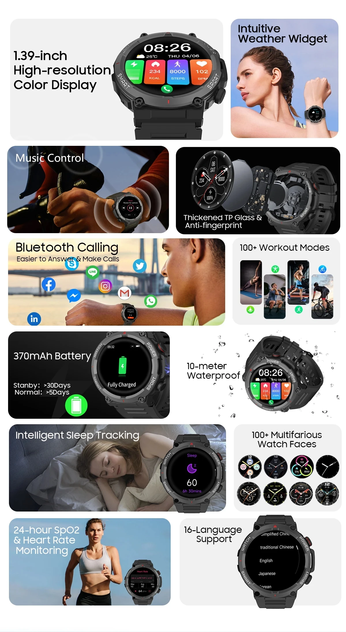 Blackview W50 Smart Watch - Unisex Health & Fitness Tracker