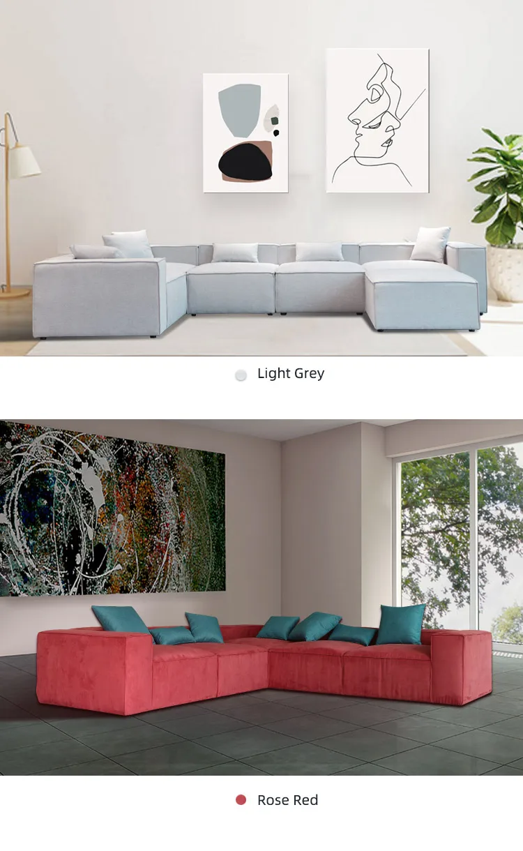 Modern comfort L Shape Sofa Cover Home Living Room Furniture Solid Wood ...