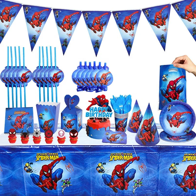 Custom Theme Spider theme birthday paper plate cup tissue banner set ...