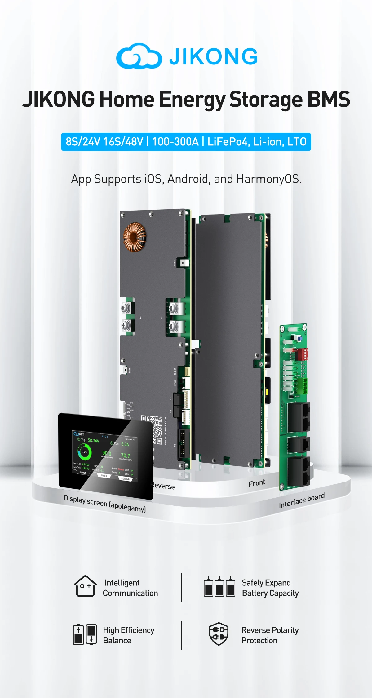 Jikong Smart Bms 16s 48v 200a With Lcd Display & Bluetooth App ...