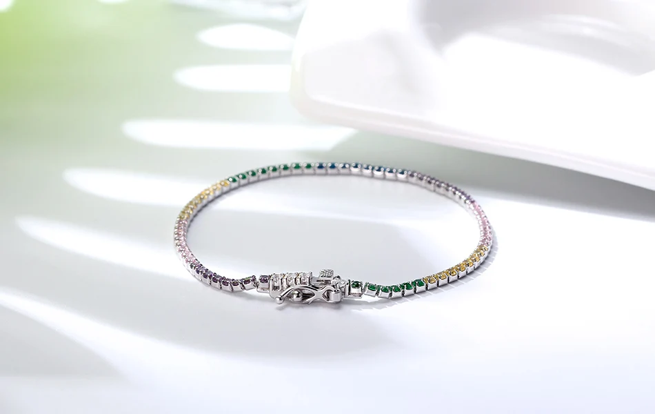 RINNTIN SB61 S925 Silver Tennis Chain Bracelets Jewelry