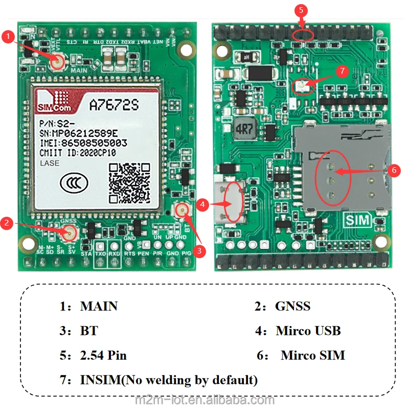 SIMCOM A7672S-LASE A7672S-FASE CAT1 Core Board Support Data Voice ...