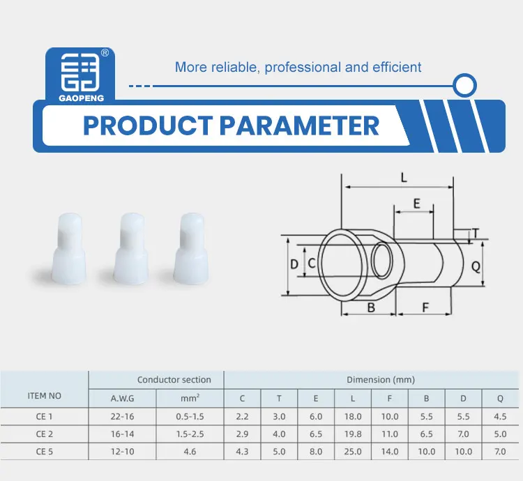 Gaopeng Ce1 Ce2 Ce5 Closed End Crimp Connector Transparent 22-16 16-14 12-10 Awg Cooper Core ...