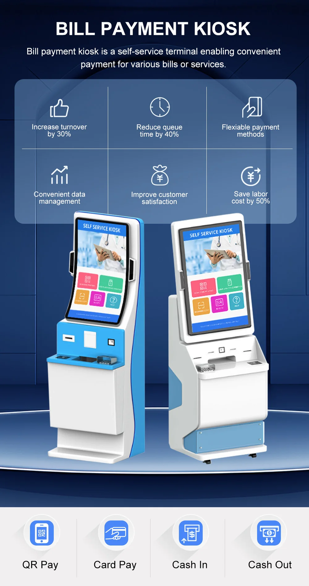 Curved Touch Payment Kiosk Ticket Vending Cash Acceptor Payment Kiosk ...