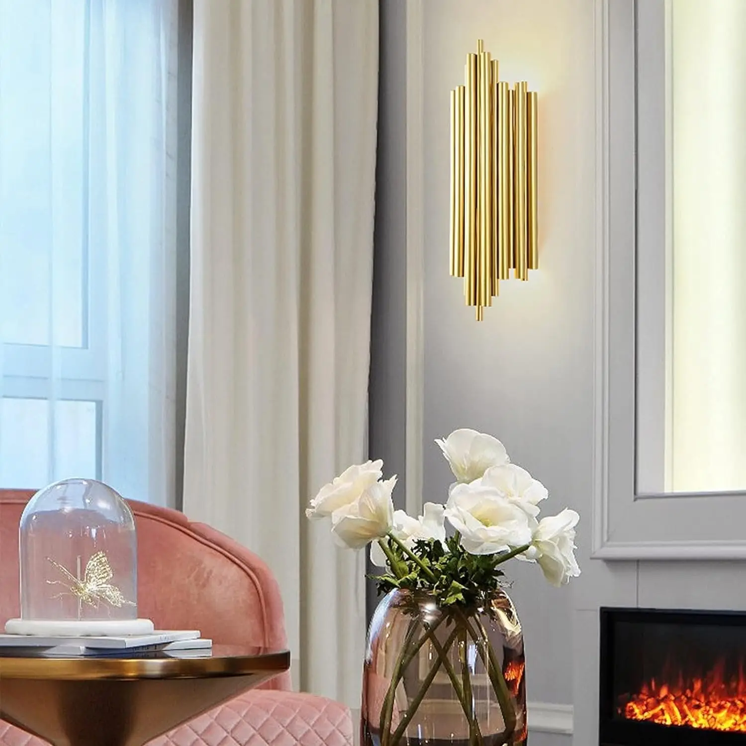 Gold Curly Tube Wall Mounted Lamp Modern Style Metallic 2 Heads Wall ...