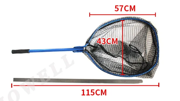 Oem Foldable Fishing Net 115cm Large Pvc Coated Net 57*43cmt Folding Saltwater Landing Nets ...