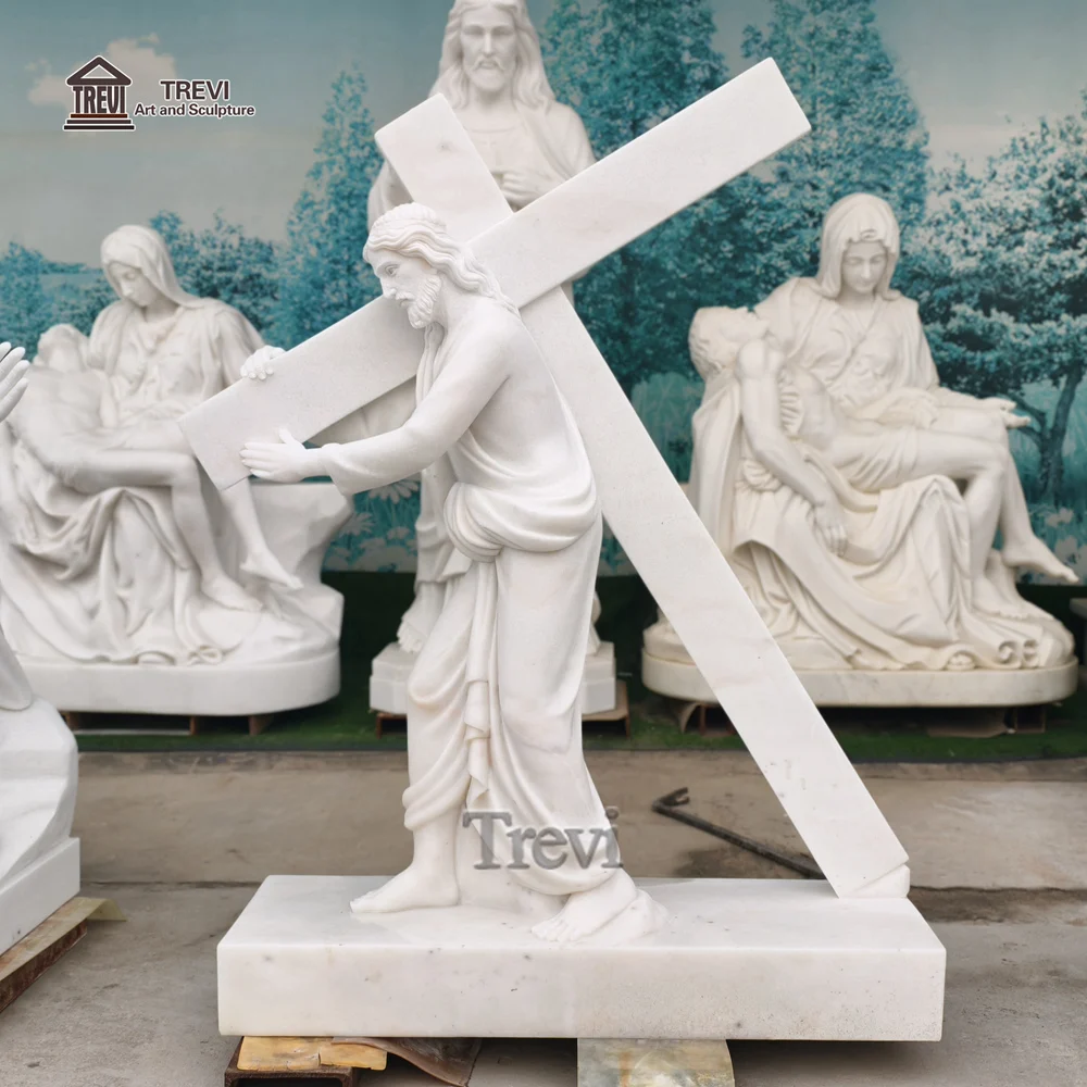 Life Size Religious Decoration - White Marble Jesus Statue