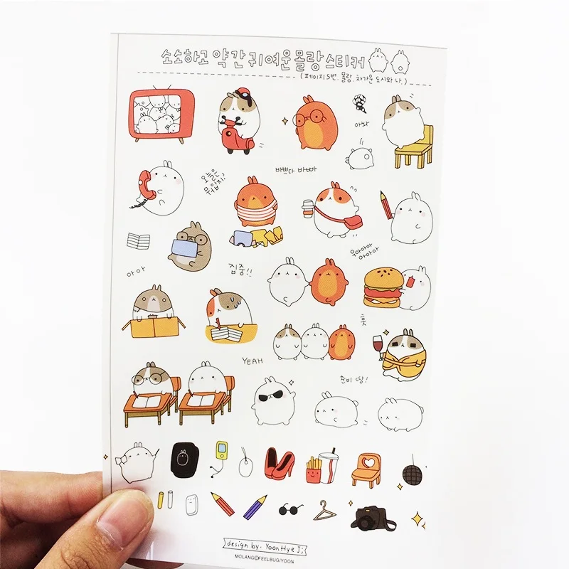 6 Sheet/pack Cute Cartoon Paper Stickers for Scrapbooking