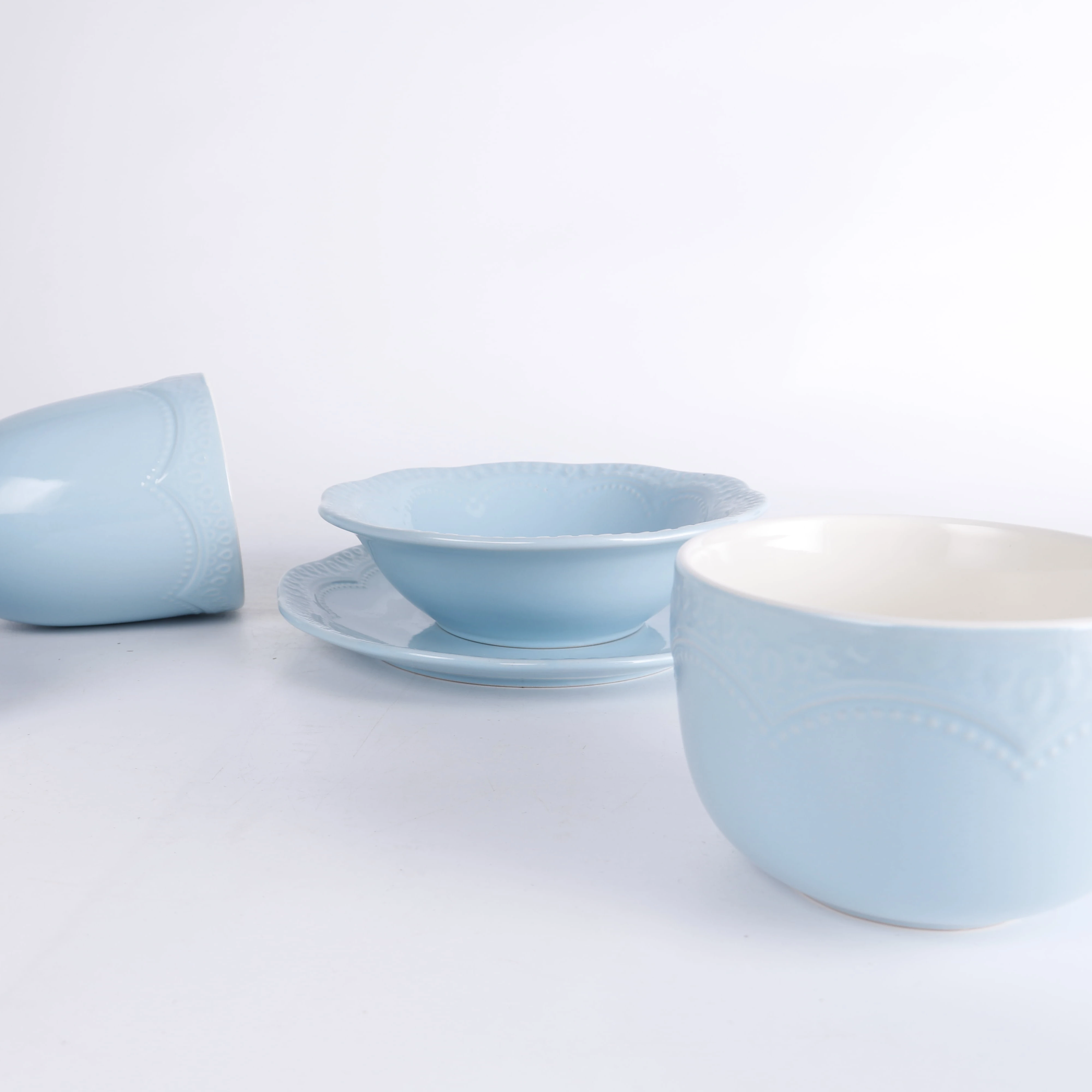 Eka High Quality Blue Nordic Style Porcelain Tableware European Dinnerware Sets For Wedding ...