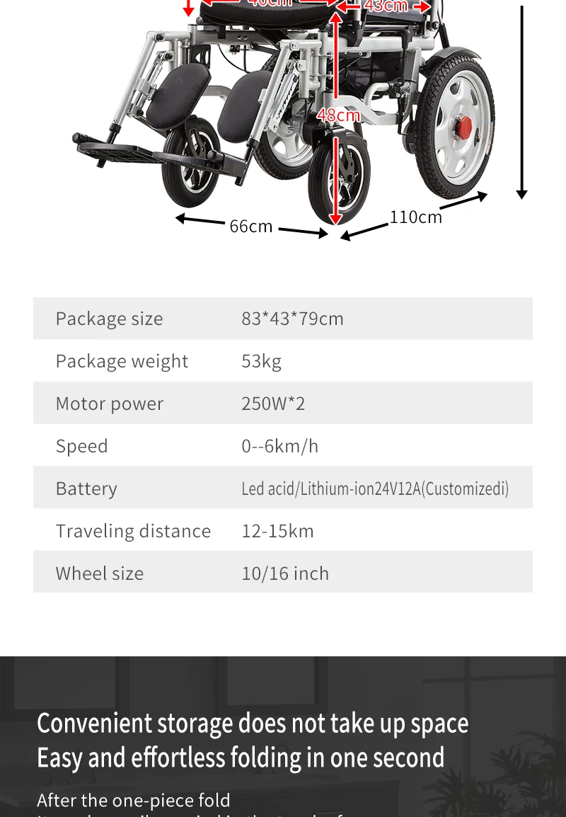 Folding Lightweight Portable Motorized Power Wheelchair