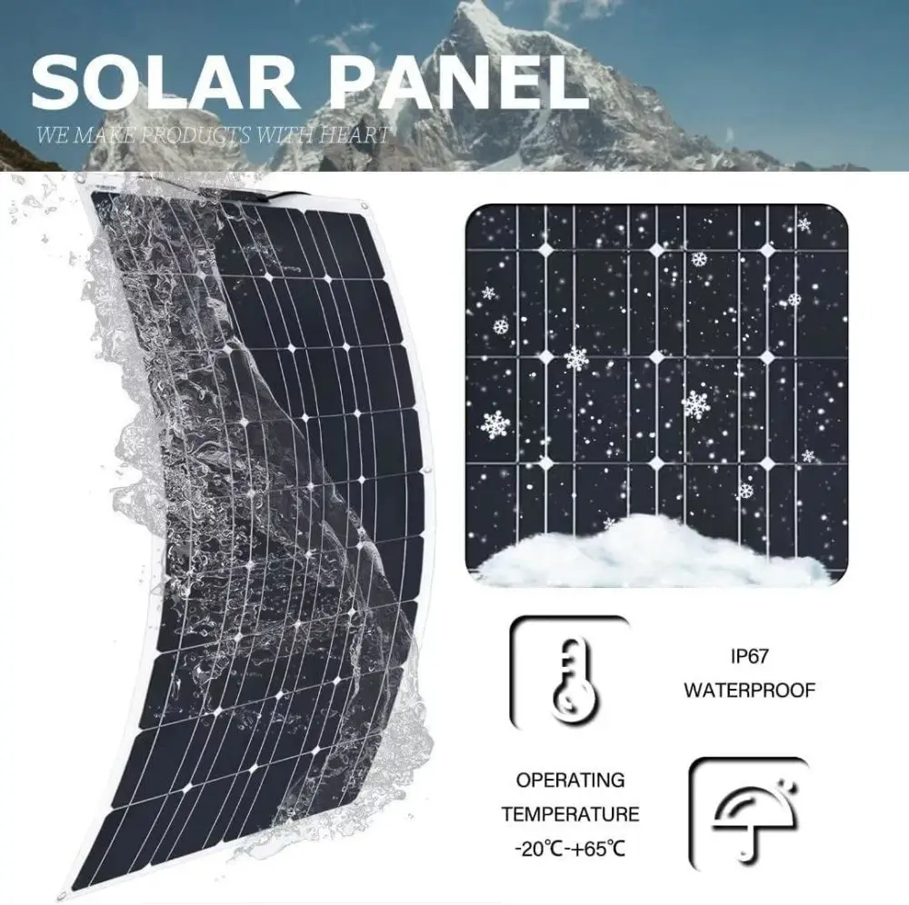 2mm Thin Film Solar Cell Black Flexible Photovoltaic Solar Panel 50w 100w 150w 200w For Car Roof ...