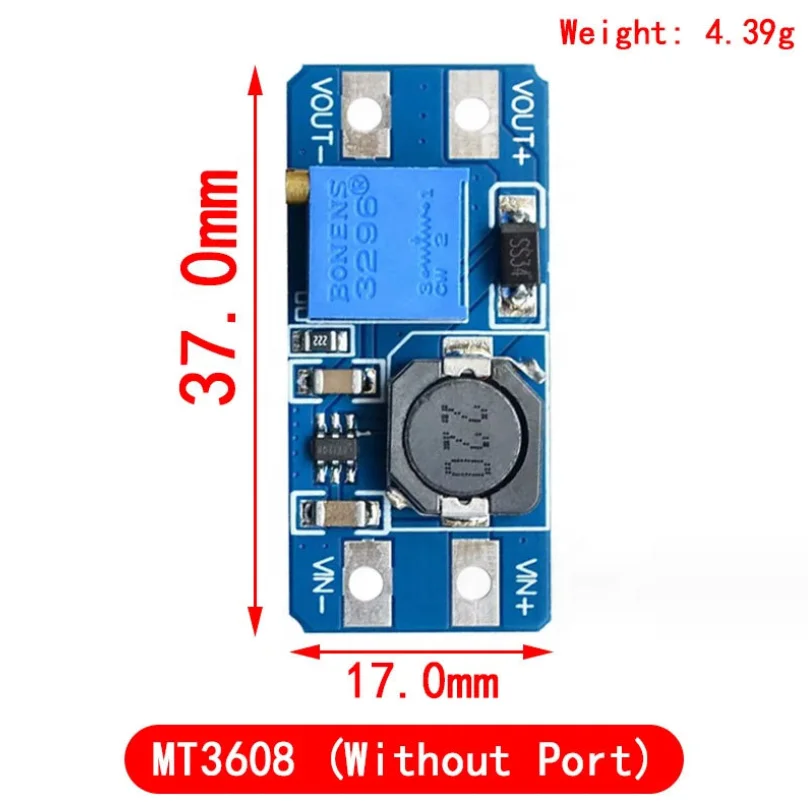 MT3608 DC to DC Boost Module - 2A, 5-28V Output Adjustability