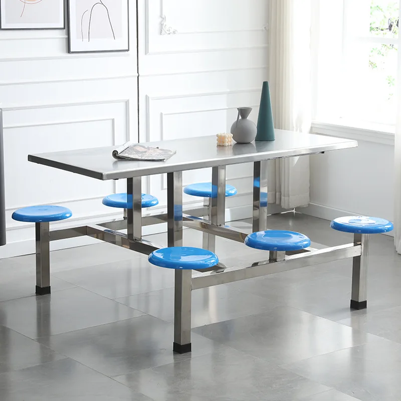 Commercial School Canteen Furniture Set Space-saving Conjoined Dining ...