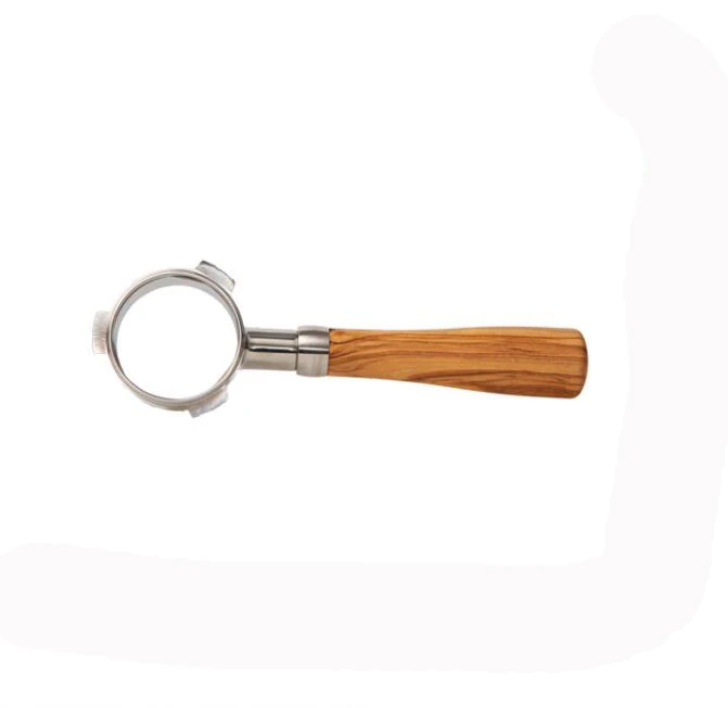 Olive Wood Coffee Handle Stainless Steel Bottomless 3 Ears Espresso ...