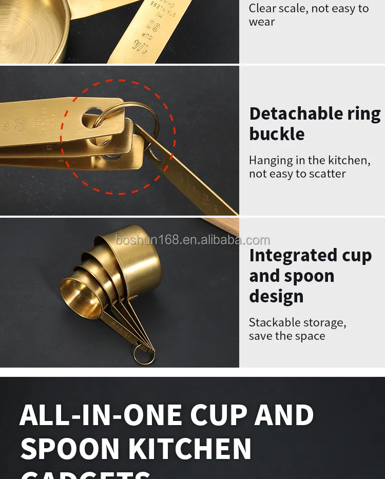 Factory Custom Gold Measuring Spoons Stainless Steel Short Handle 10ml ...