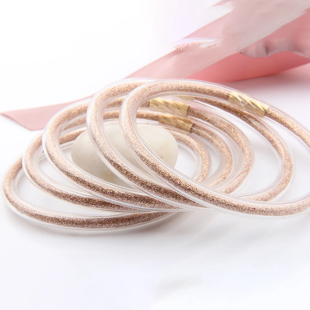 New Multi-strand Neon PVC Pipe Bracelet Vintage Black Glitter Jelly ...