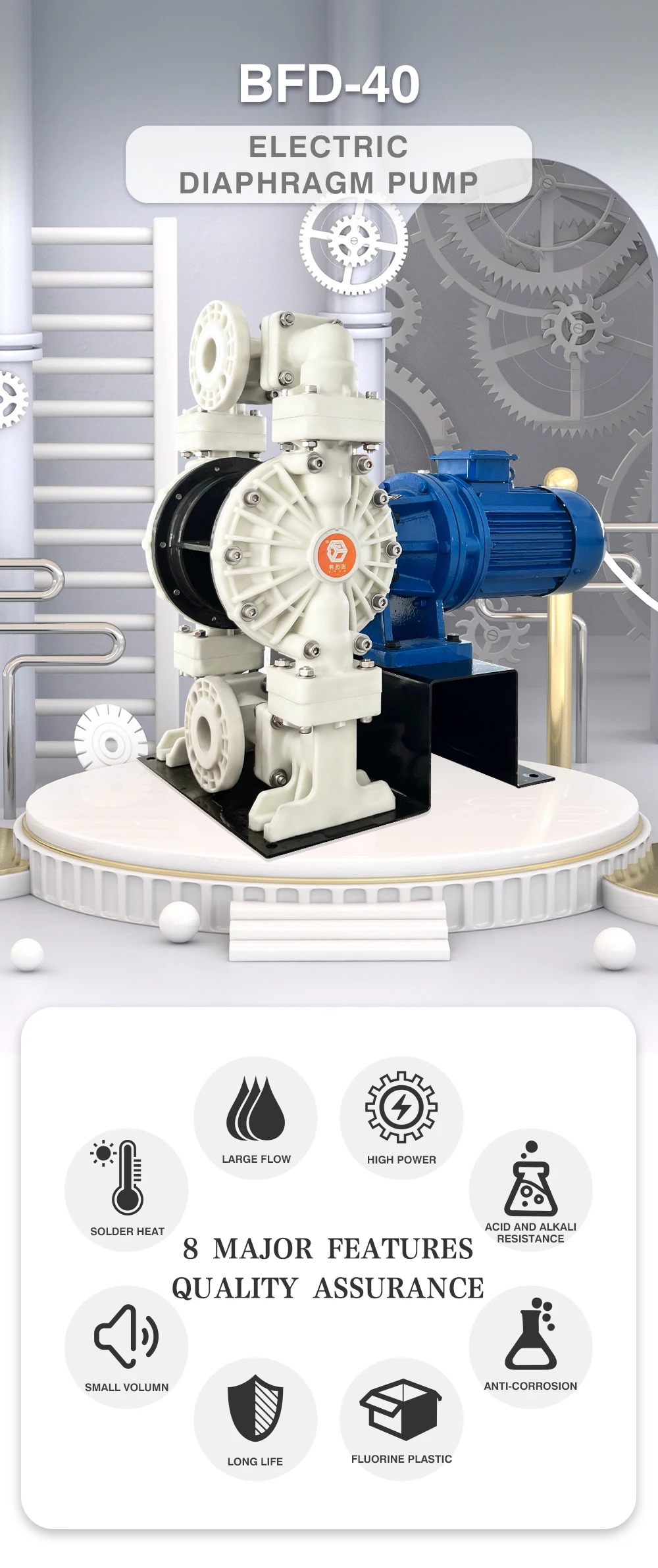BFD-40S 1-1/2'' PP Electric Diaphragm Pump_BFD_Electric Operated Diaphragm Pumps_GODO PUMPS