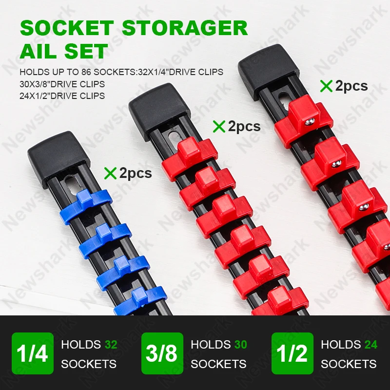 Heavy Duty Socket Racks Socket Organizer 6pcs 1/4 3/8 1/2inch Drive ...