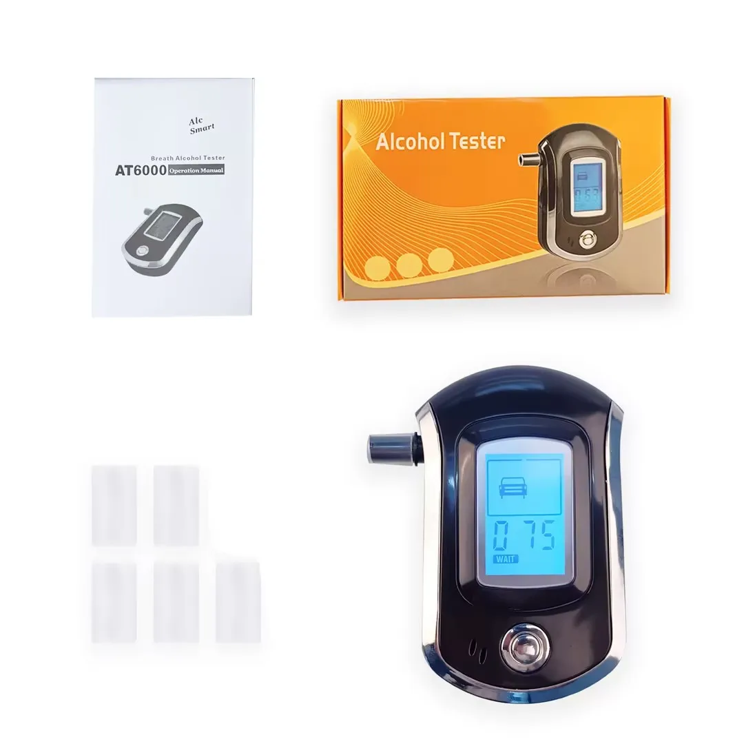 AT6000 LCD Screen Professional Breath Alcohol Tester Mouthpiece Alcohol ...