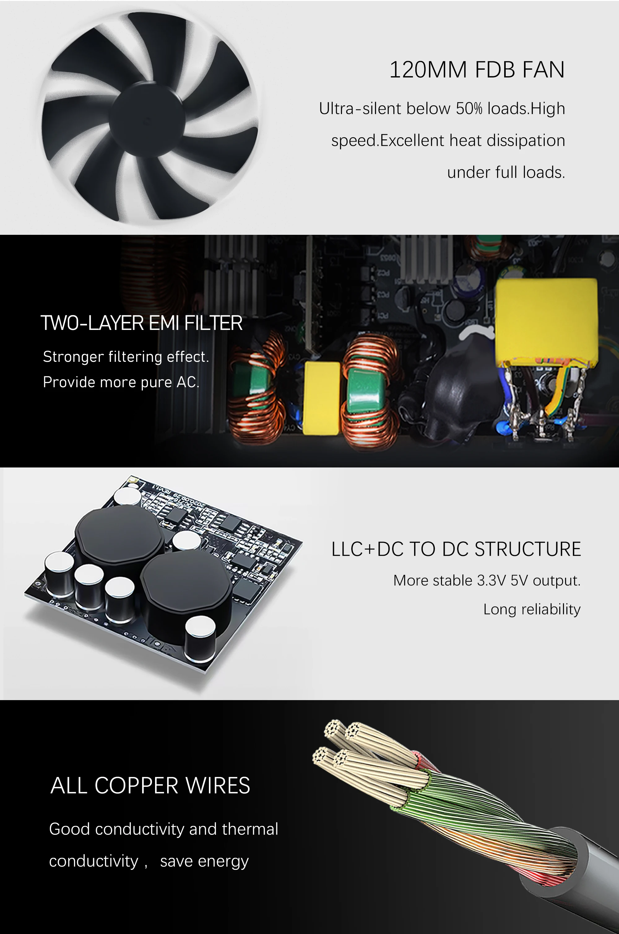 Desktop PC ATX 600W to 1200w ATX 80plus Gold Computer Psu Full Modular ...